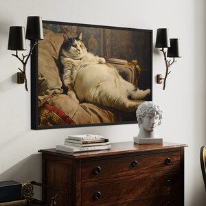 Chubby Fat Cat Victorian Portrait Oil Painting Canvas Print - Funny ...