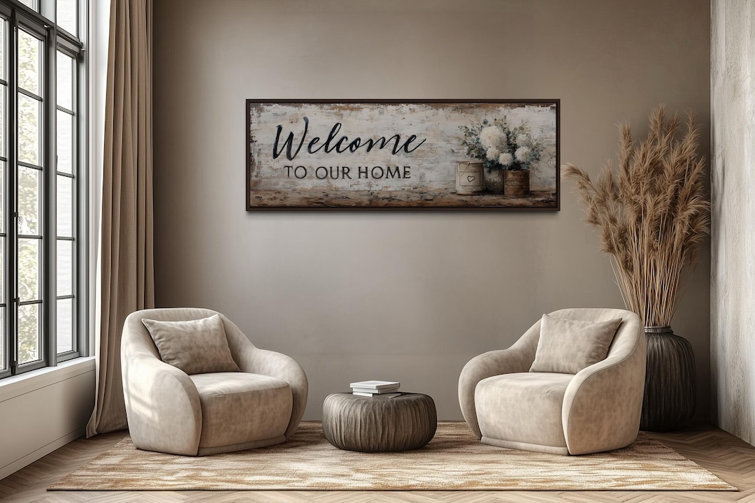 Welcome to Our Home Wall Art – Rustic Entryway Sign Canvas Print ...