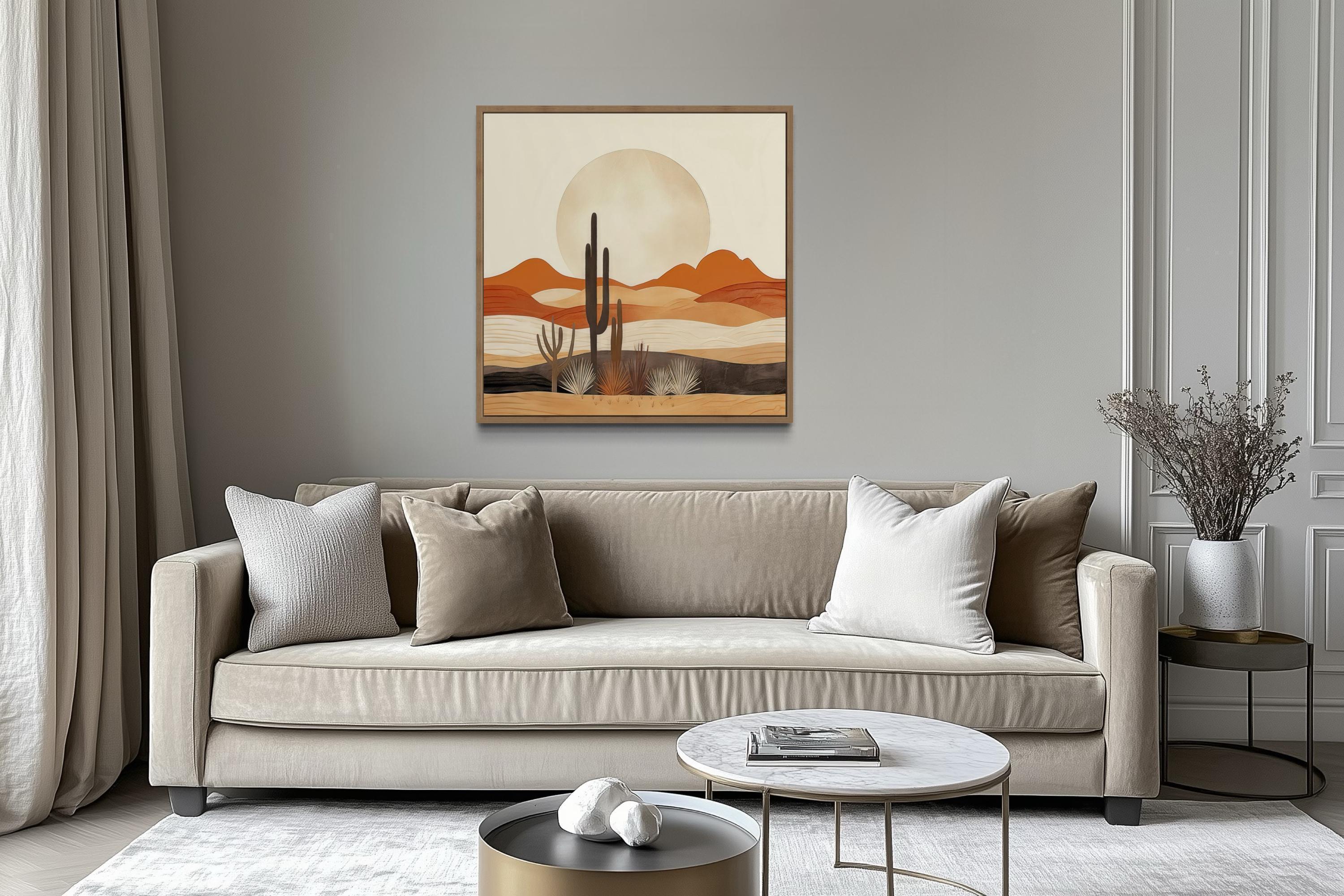 Boho Minimalist Neutral Colors Arizona Desert Landscape, Square Desert ...