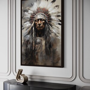 Indian Chief Painting, Native American Wall Art, Indigenous Chief ...