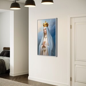 Our Lady of Fatima Painting Canvas Print Blessed Virgin Mary Wall Decor ...
