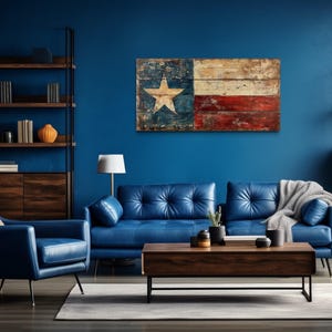 Rustic Texas Flag Extra Large Wall Art, Painting on Wood Effect Canvas ...