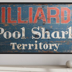 Billiards Room Wall Art Pool Shark Territory Retro Sign, Retro Game ...