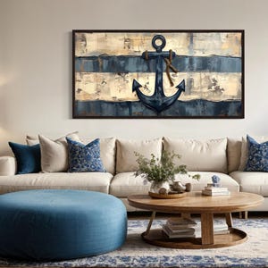 Rustic Old Ship Anchor Painting on Distressed Wood Canvas PRINT ...