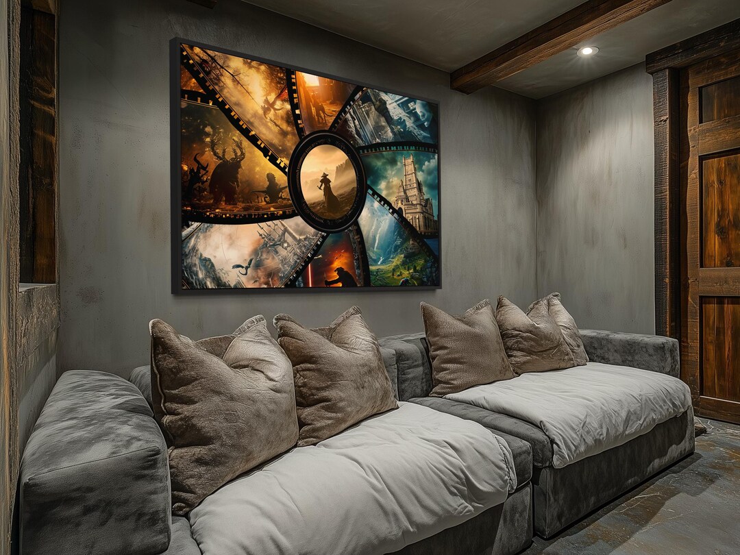 Movie Room Decor - Fake Fantasy Film Stills Collage Painting Canvas ...