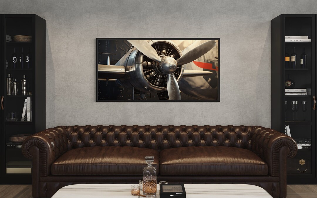 Retro Airplane Propeller Painting Canvas PRINT, Man Cave Wall Art, Game ...