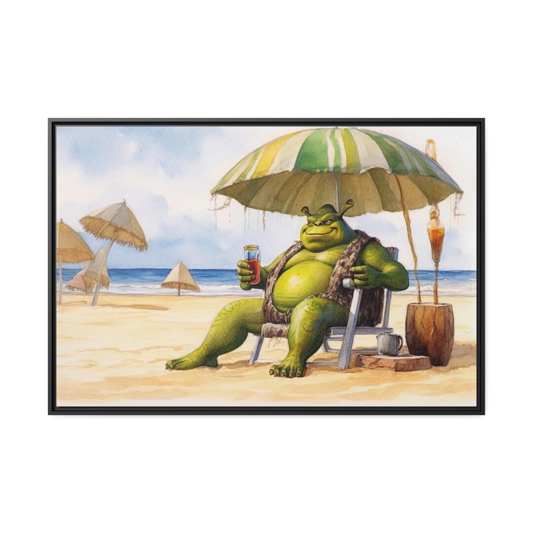 Shrek on the Beach Painting Canvas Print Nerd Decor Man - Etsy