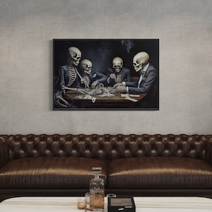 Art for Men Skeletons Playing Poker Painting Canvas Print, Whimsical ...