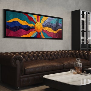 Vibrant Multicolored Sun Painting Long Horizontal Canvas PRINT, Living ...