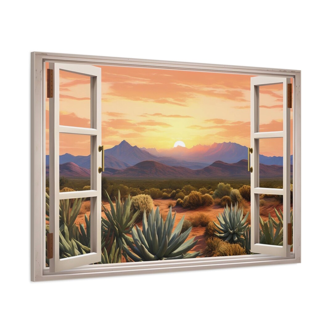 Window View Wall Art Arizona Desert With Agave Plants - Etsy