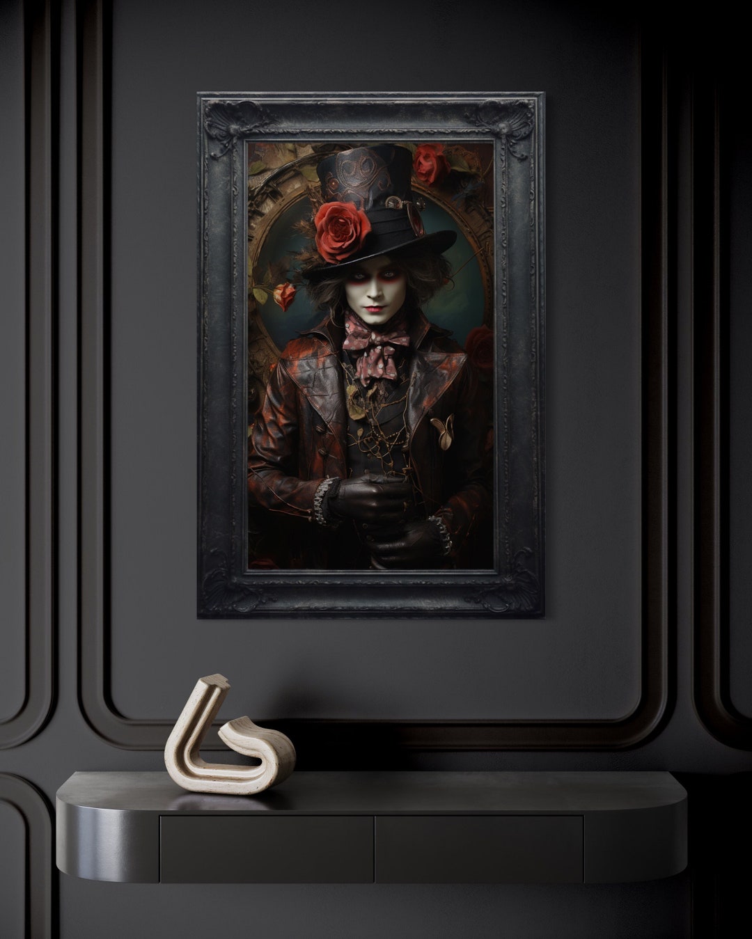 Gothic Mad Hatter in Wonderland Painting Canvas Print Dark - Etsy