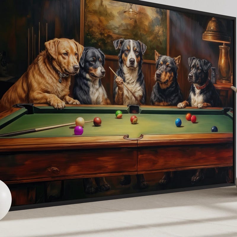 Dogs Playing Pool - Etsy