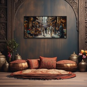 Middle Eastern Bazaar Wall Art, Islamic Fruit Market Painting Canvas ...