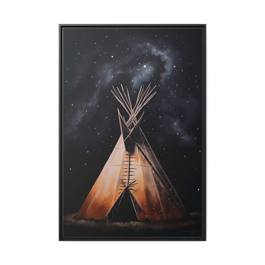 Native American Tipi Wall Art Tipi Under Starry Sky Painting - Etsy
