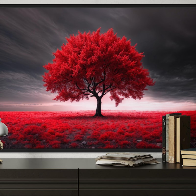 Red Tree Painting - Etsy