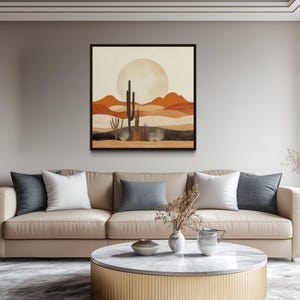 Boho Minimalist Neutral Colors Arizona Desert Landscape, Square Desert ...