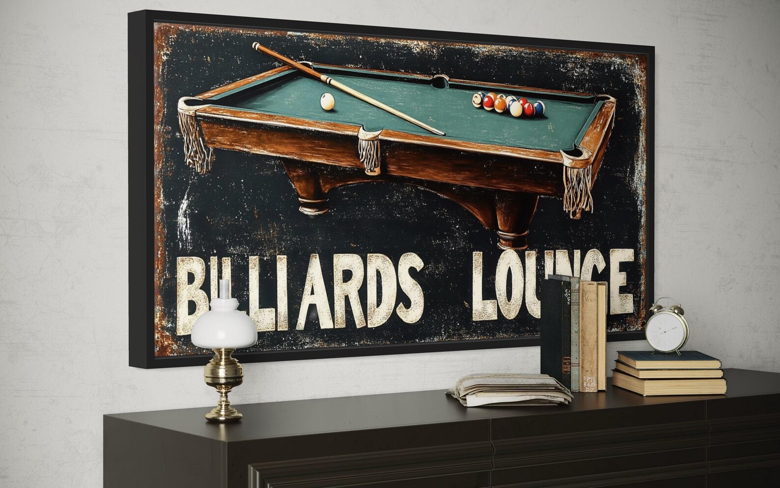 Billiards Room Sign - Billiards Lounge With Pool Table Painting Canvas ...
