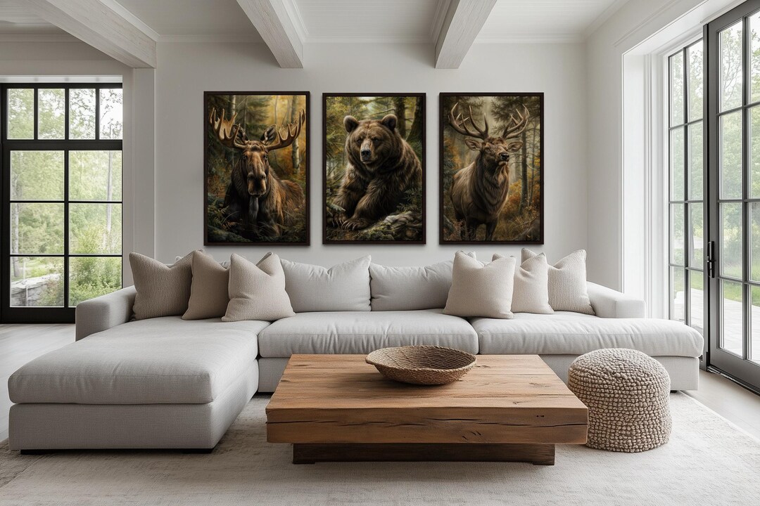 Set of 3 Cabin Wall Decor Forest Wildlife Animals - Bear, Moose and Elk ...