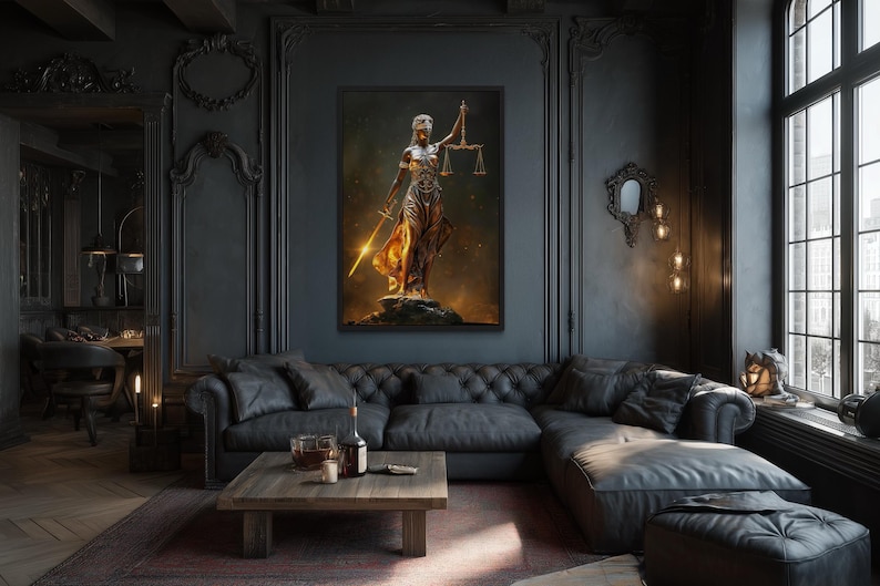 Law Wall Art Golden Lady Justice Canvas Print - Attorney Office Decor ...