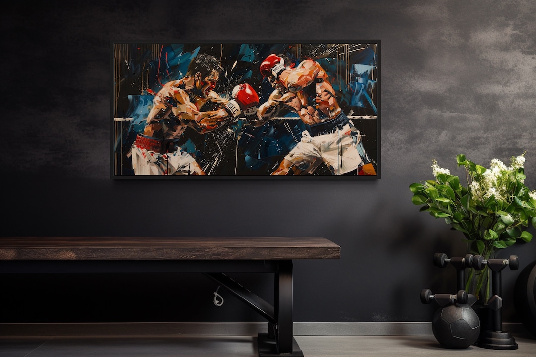 Boxing Wall Art, Abstract Graffiti Boxing Match Painting Canvas PRINT ...