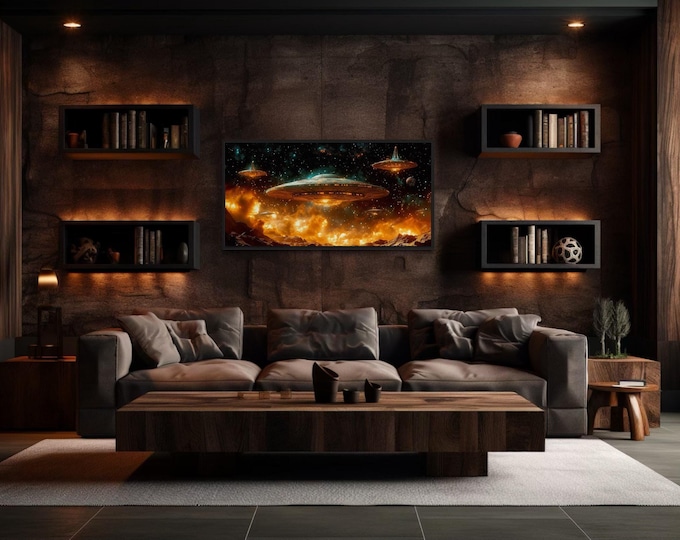 Vintage Sci-fi Planet Art Print, Space/stars/planets Art, Large Framed ...