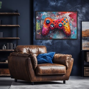 Graffiti Game Controller Wall Art Game Room Decor, Gift for Gamers, Man ...