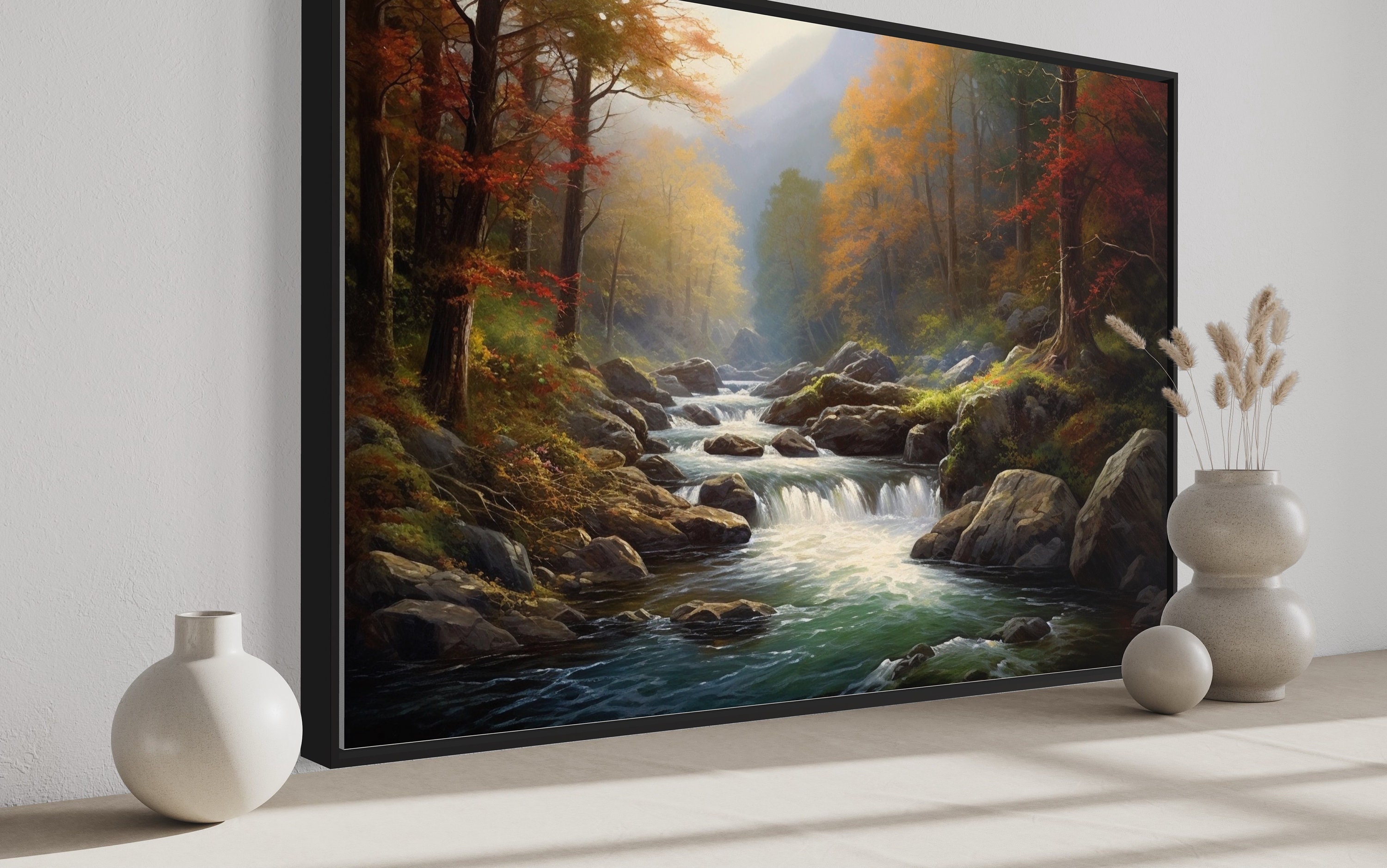 Mountain River Wall Art Mountain Forest and River Landscape - Etsy