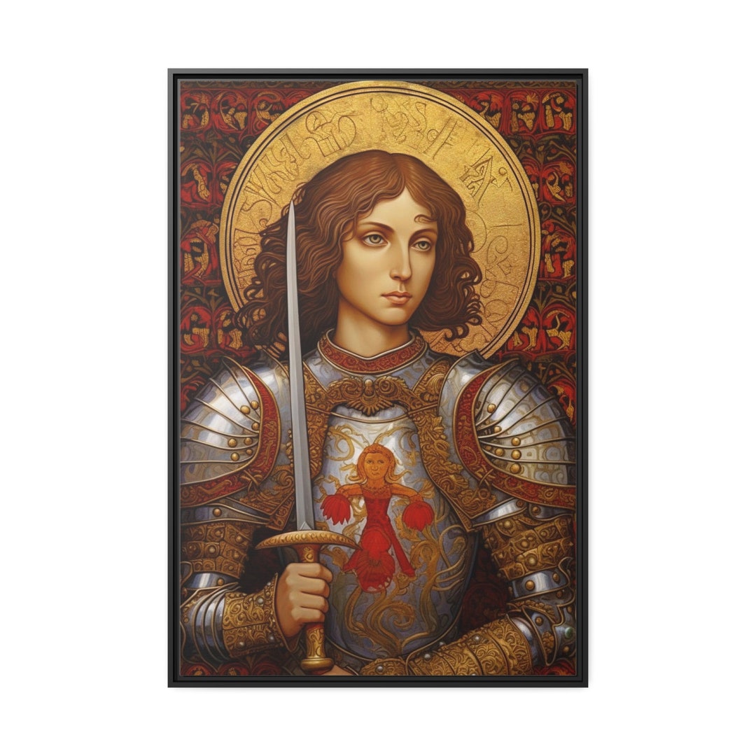 St. Joan of Arc Icon Style Portrait Print on Canvas Joan - Etsy