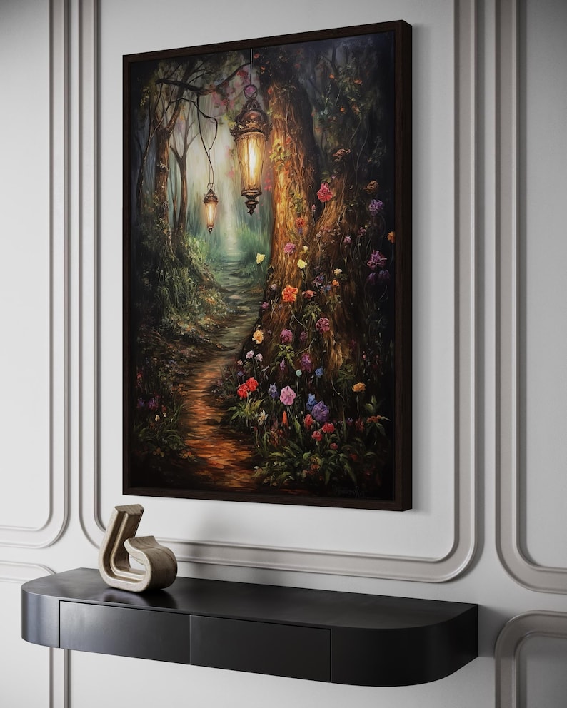 Enchanted Magical Forest Painting Canvas Print - Mystical Forest and ...