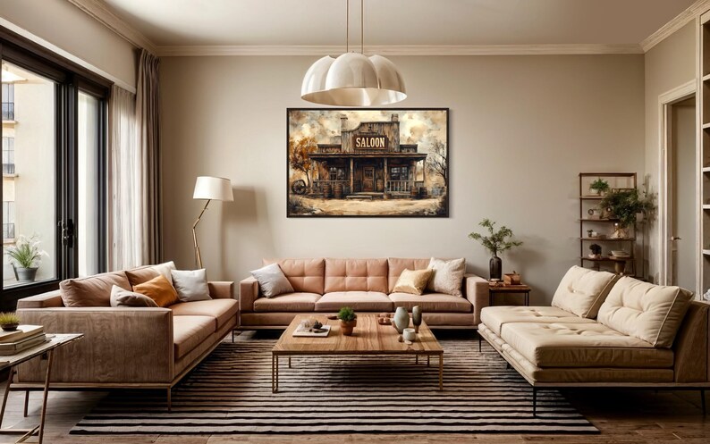 Vintage Western Saloon Wall Art - Rustic Cowboy Bar Canvas PRINT, Old ...