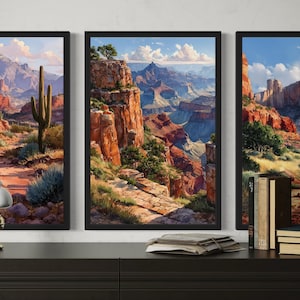 Arizona Wall Art Set of 3, Grand Canyon, Sedona, Sonoran Desert Cactus ...