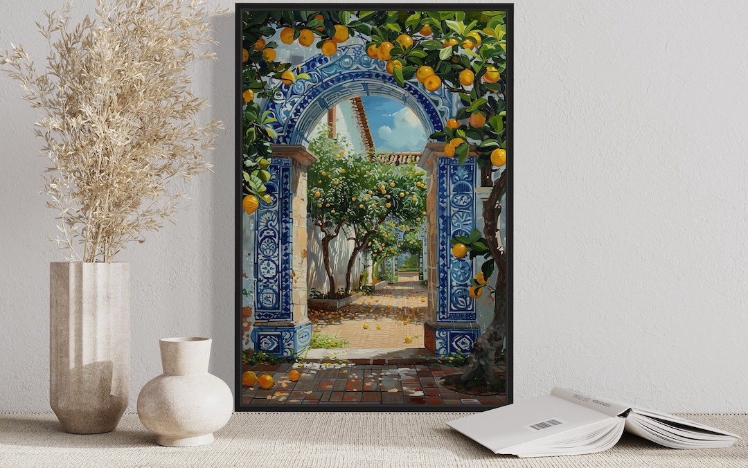 Portugal Wall Art Portuguese Doorway Adorned With Blue White Azulejos ...