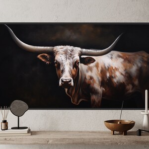 Texas Longhorn Cow Extra Large Wall Art - Farmhouse, Living Room Art ...