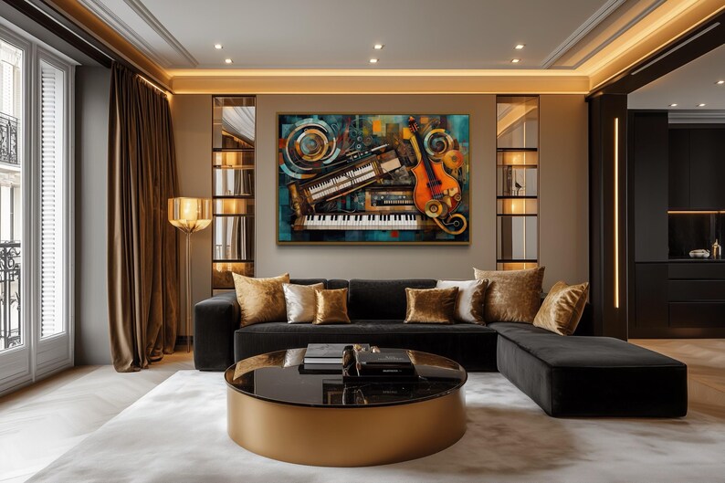 Musical Instruments Abstract Painting Canvas PRINT, Music Wall Art ...