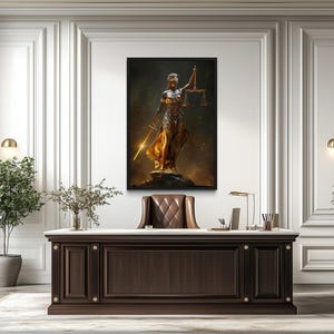Law Wall Art Golden Lady Justice Canvas Print - Attorney Office Decor ...