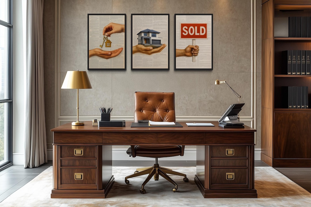 Set of 3 Real Estate Office Wall Art Prints, House Keys, Modern Home ...
