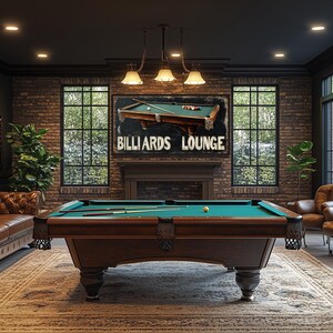 Billiards Room Sign - Billiards Lounge With Pool Table Painting Canvas ...