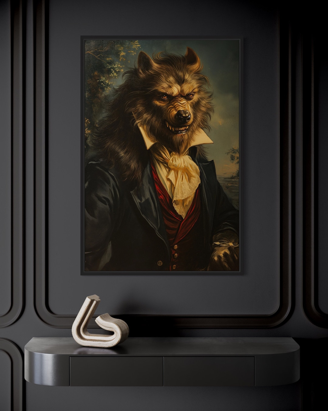 Gothic Werewolf Painting Canvas PRINT, Dark Academia Retro Victorian ...