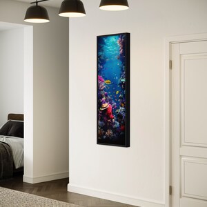 Tall Narrow Wall Art, Underwater Coral Reef With Tropical Fish Painting ...