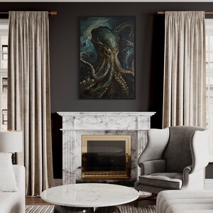 Cthulhu Space Monster Painting Canvas, Dark Academia Retro Victorian ...