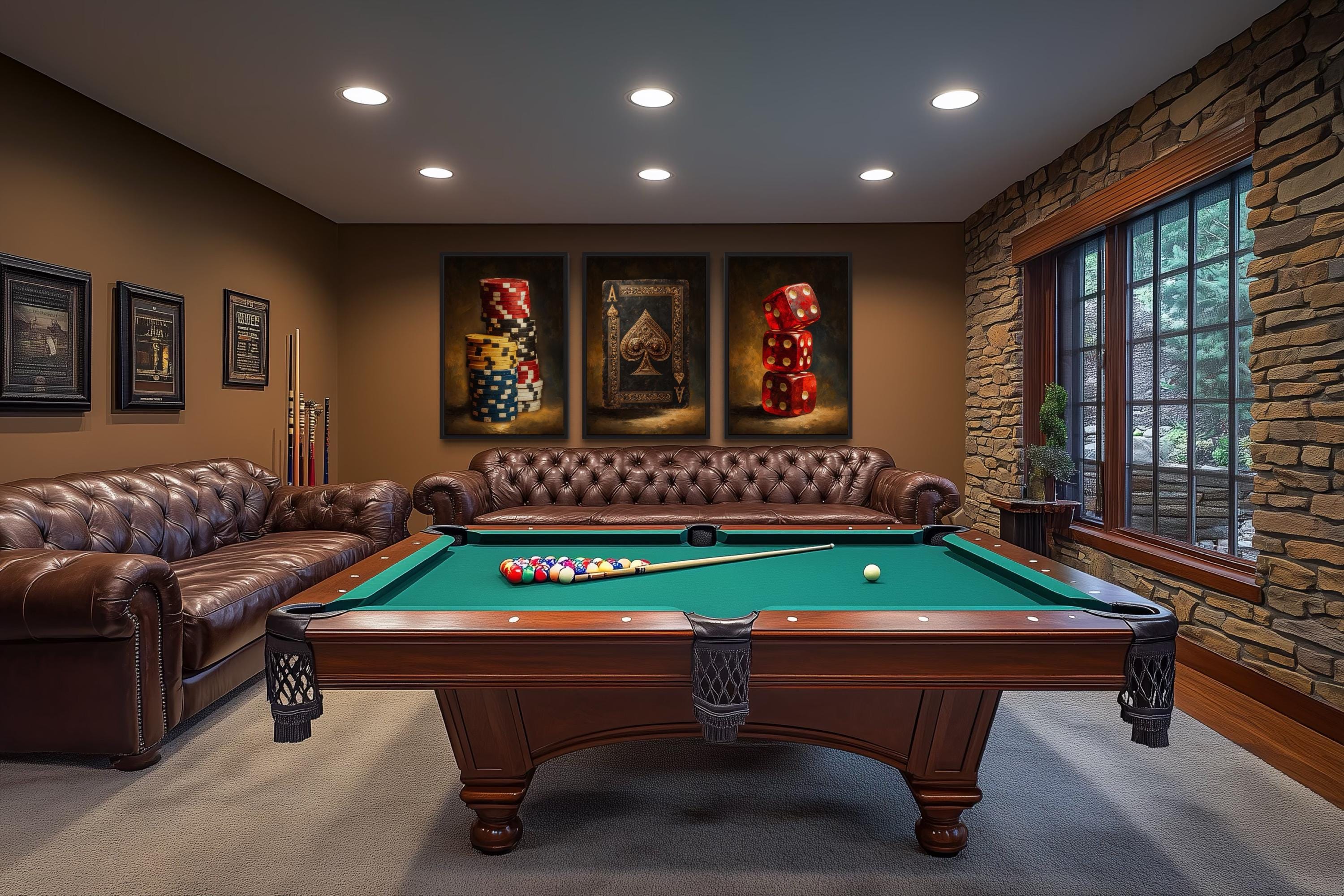 Game Room Wall Decor Set of 3 – Casino Poker Chips, Ace of Spades ...