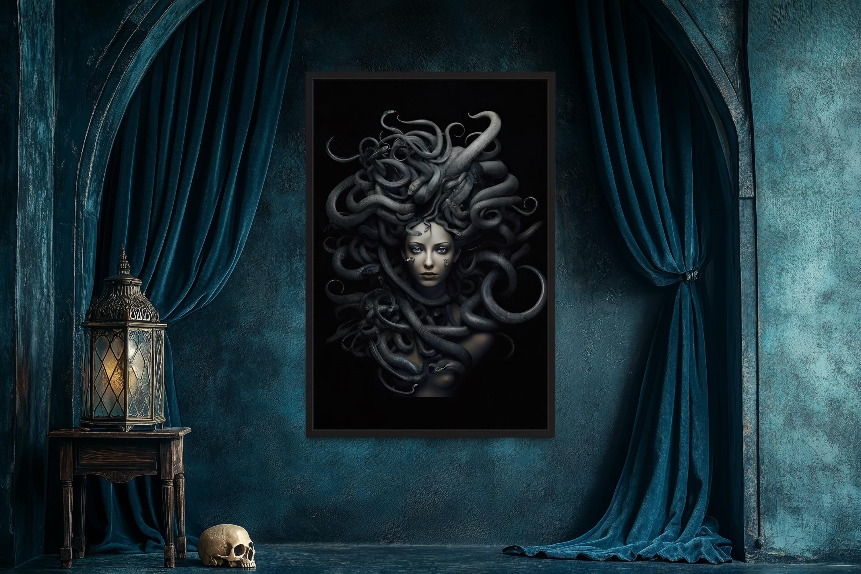 Medusa Greek Gorgon With Serpents Painting Canvas Print - Greek ...
