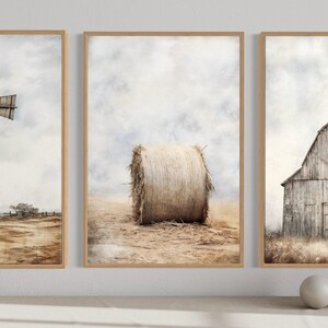 Farmhouse Wall Art Set of Three Rustic Farm Prints - Painting of ...