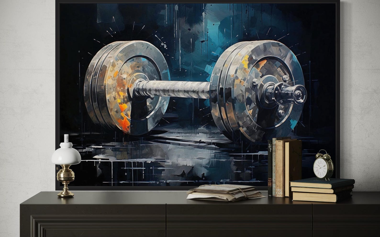 Barbell Graffiti Painting Canvas Print - Gym Wall Art - Motivational ...
