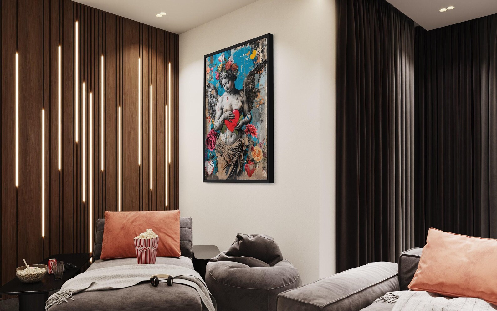 Graffiti Wall Art, Man Cave Wall Decor Fallen Angel Modern Painting ...