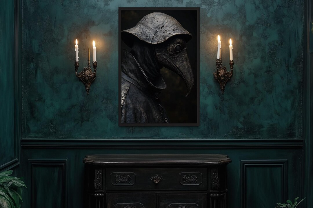 Gothic Plague Doctor Wall Art, Dark Academia Beaked Mask Canvas Print ...