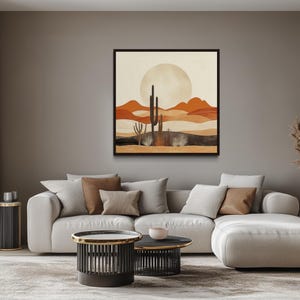 Boho Minimalist Neutral Colors Arizona Desert Landscape, Square Desert ...