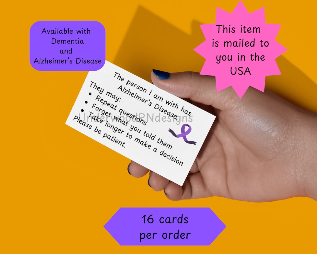 Dementia Alzheimer's Caregiver Cards: Patient Communication, Mailed to ...