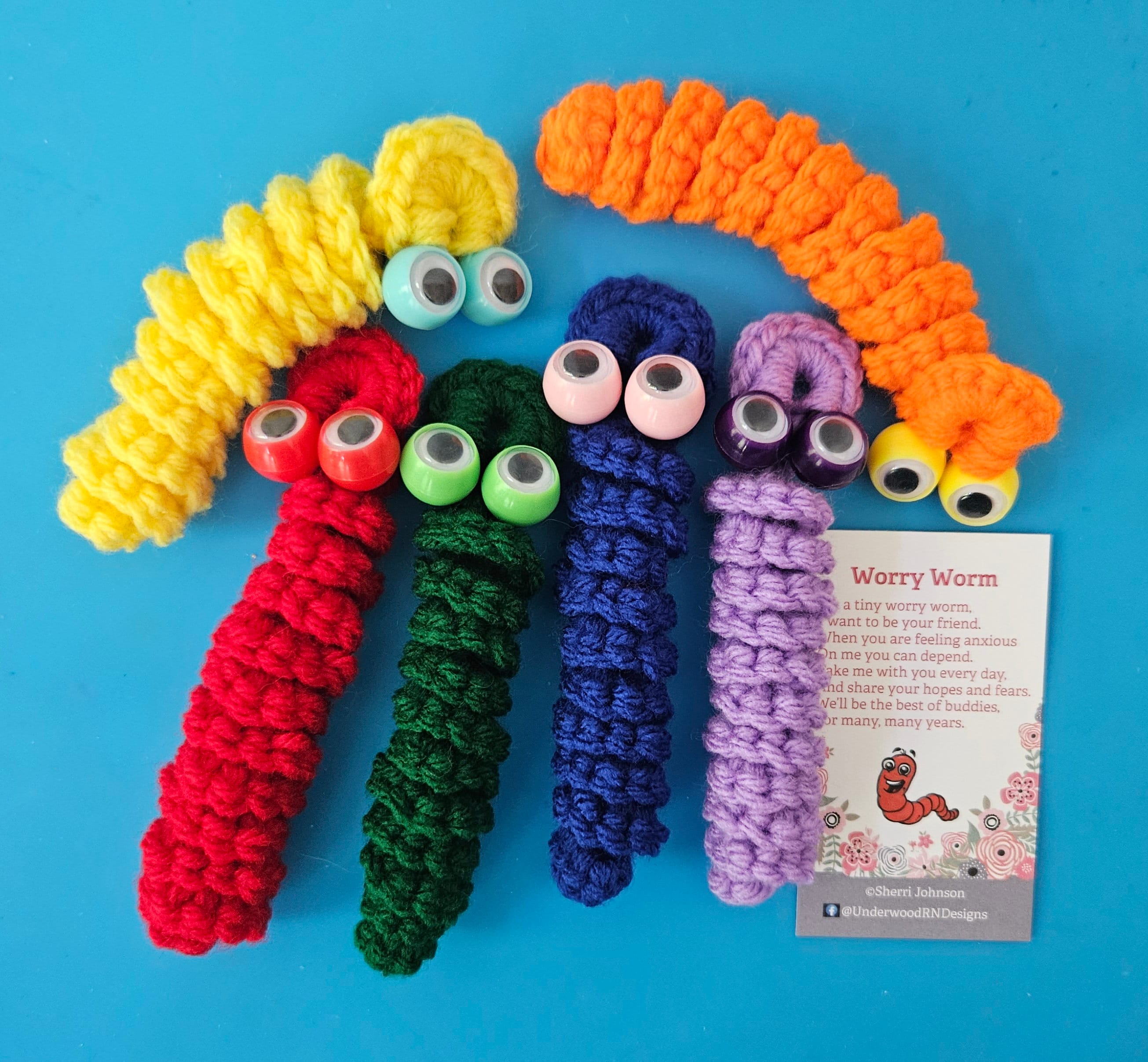 Worry Worm Wiggles the Worm Crochet Fidget Toy Sensory Toy Handmade ...