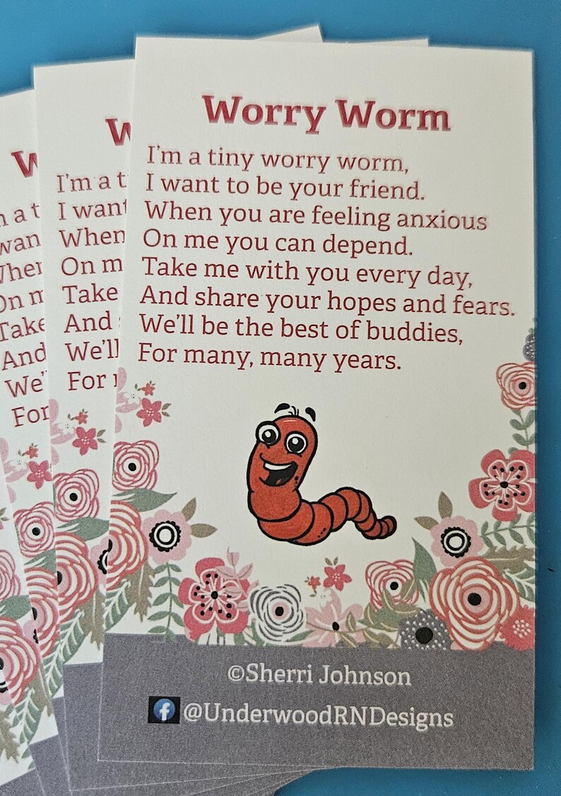 Crochet Worry Worms - Set of 6, With Poem Cards. Sensory Fidget ...